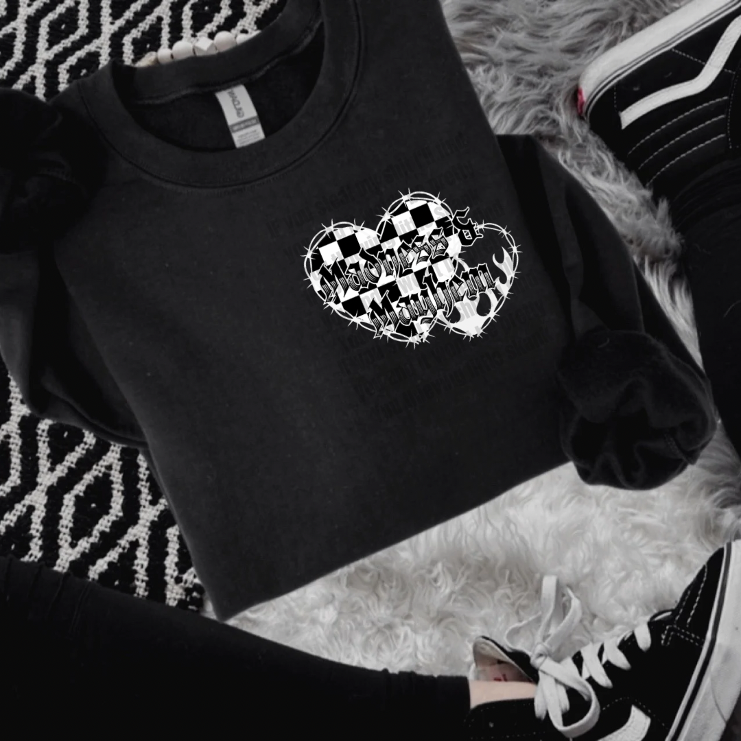 Madness & Mayhem barb wire heart exclusive crew neck sweatshirt (finis ...